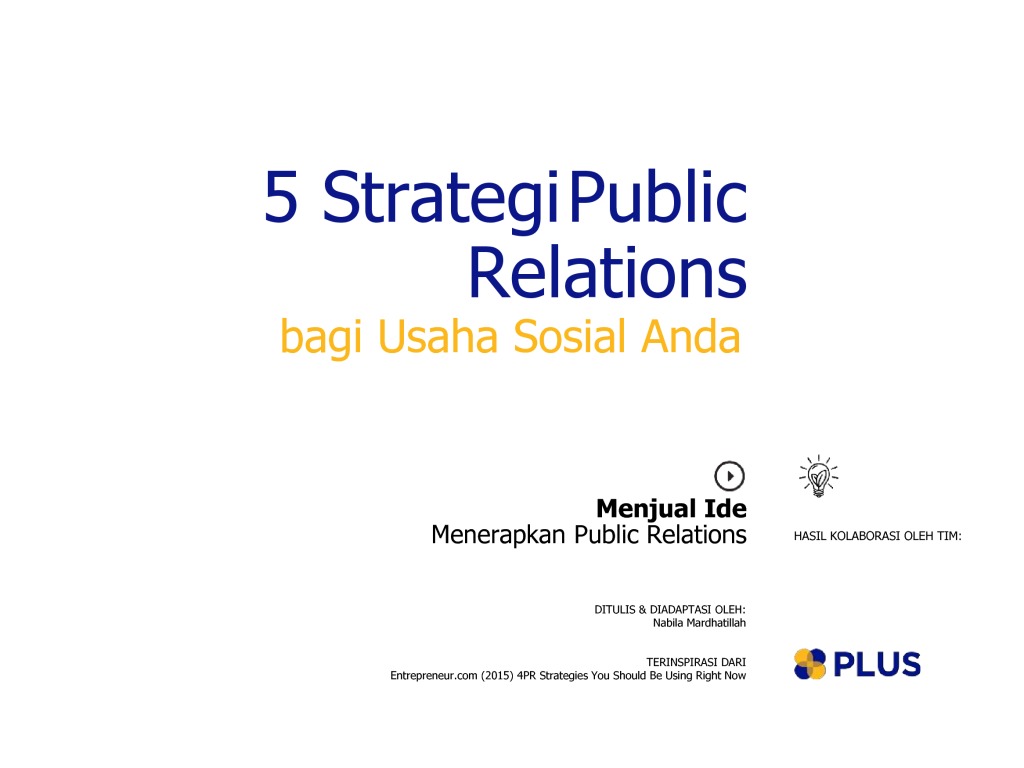 5 Strategi Public Relations - PLUS | Platform Usaha Sosial